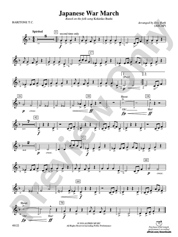 Japanese War March: Baritone T.C.: Baritone T.C. Part - Digital Sheet ...