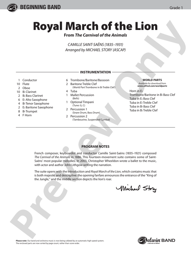 Royal March of the Lion: Score: Concert Band Score - Digital Sheet ...