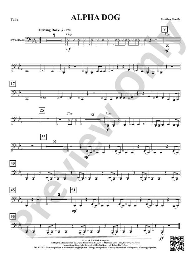 Alpha Dog: Tuba: Tuba Part: Heather Hoefle - Digital Sheet Music Download