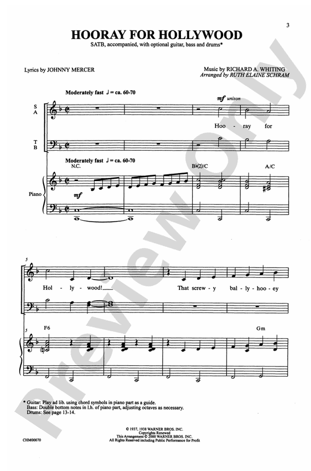 Hooray for Hollywood: SATB Choral Octavo: Richard A. Whiting - Digital ...