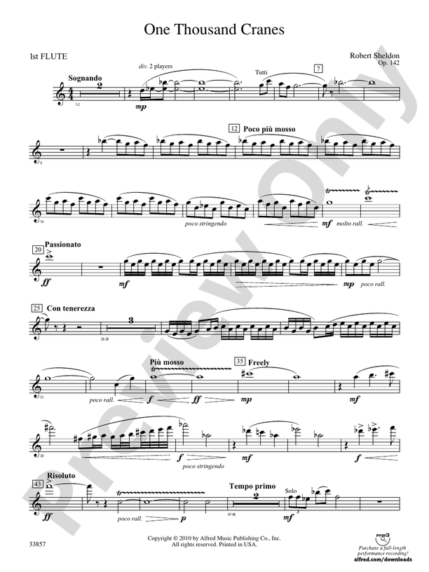 One Thousand Cranes: Flute: Flute Part - Digital Sheet Music Download