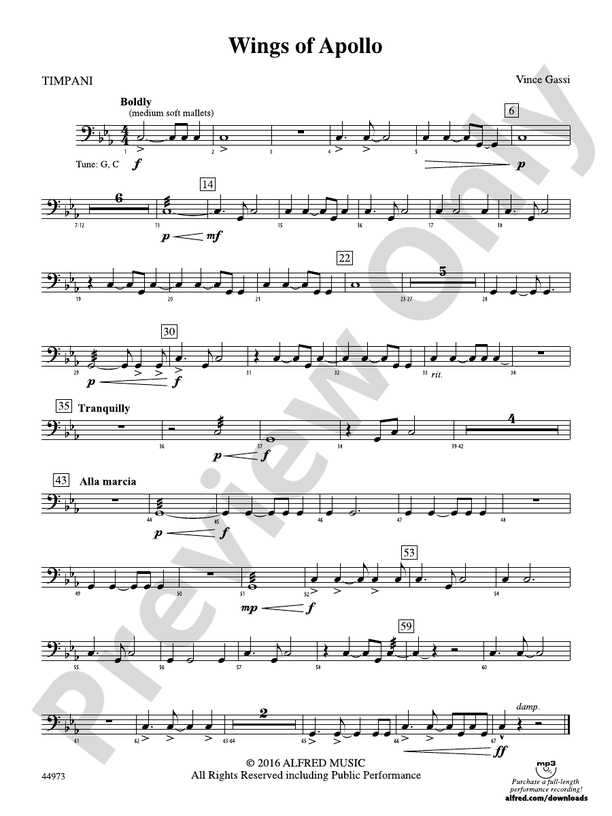 Wings of Apollo: Timpani: Timpani Part - Digital Sheet Music Download