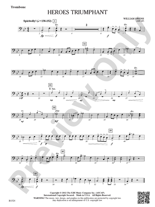 Heroes Triumphant: Trombone: Trombone Part: William Owens - Digital ...