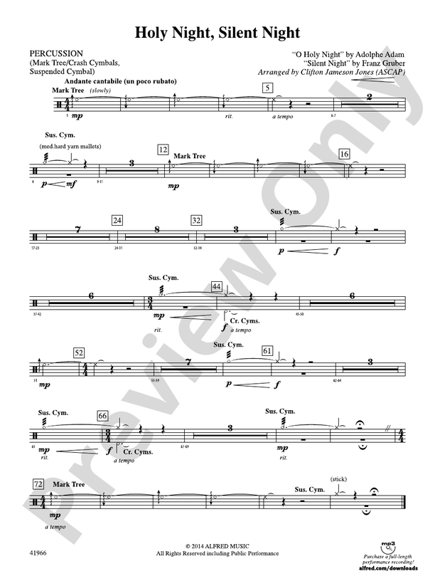 Holy Night, Silent Night: 1st Percussion: 1st Percussion Part - Digital ...