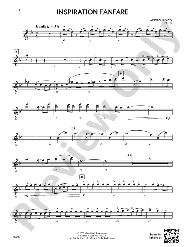 Inspiration Fanfare: Flute: Flute Part - Digital Sheet Music Download