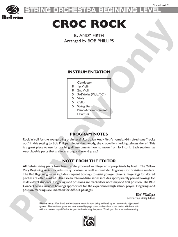 Croc Rock: Score: String Orchestra Score - Digital Sheet Music Download