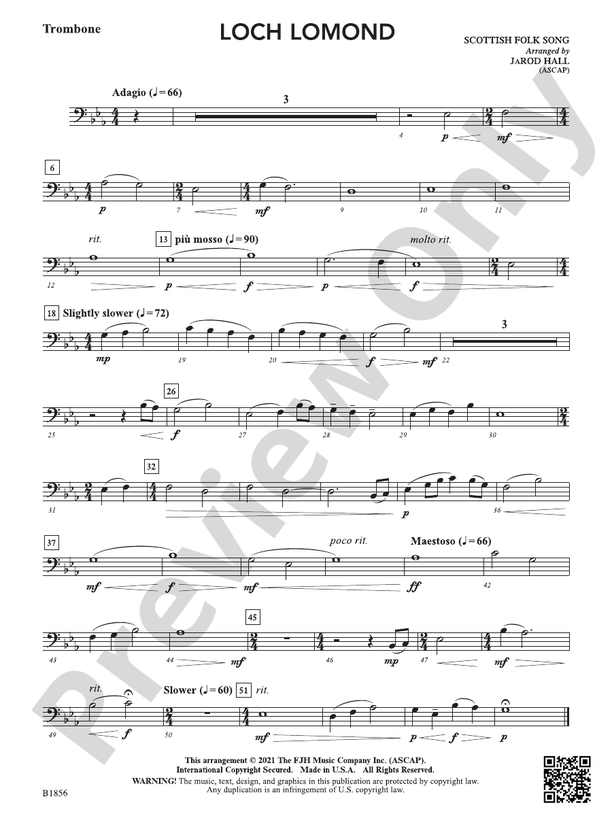 Loch Lomond: Trombone: Trombone Part: JaRod Hall - Digital Sheet Music ...