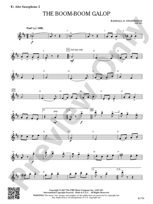 The Boom-Boom Galop: E-flat Alto Saxophone 2: E-flat Alto Saxophone 2 Part: Randall D Standridge ...