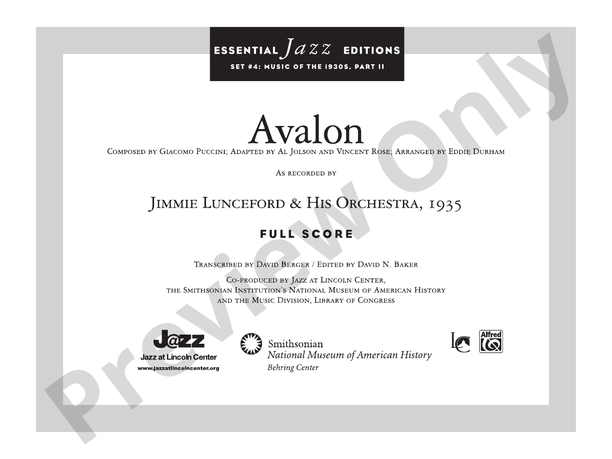 Avalon: Jazz Ensemble Conductor Score & Parts: Giacomo Puccini - Digital Sheet Music Download