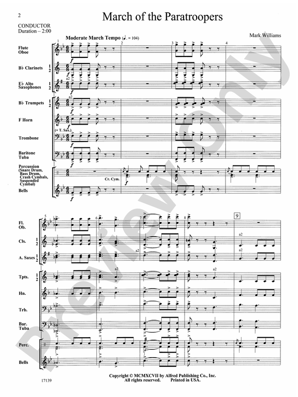 March of the Paratroopers: Score: Concert Band Score - Digital Sheet ...