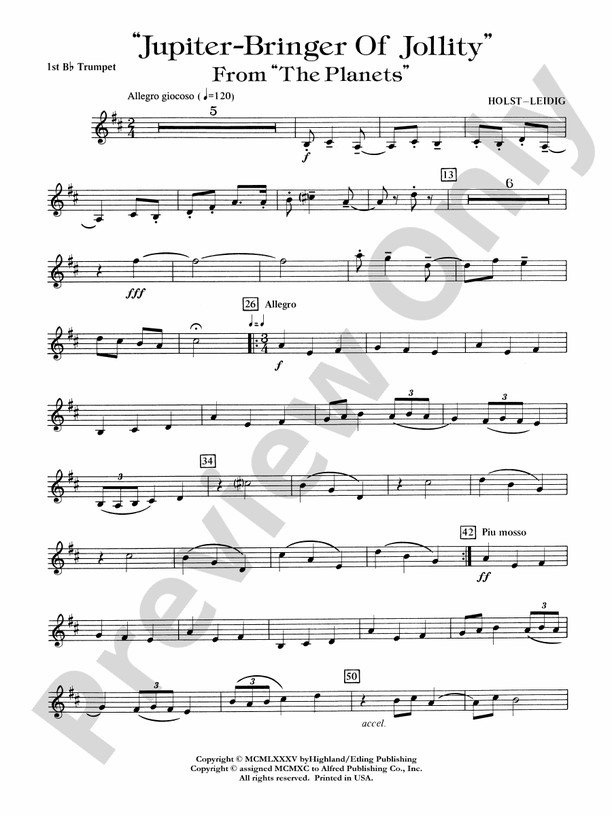Jupiter (Bringer of Jollity): 1st B-flat Trumpet: 1st B-flat Trumpet ...