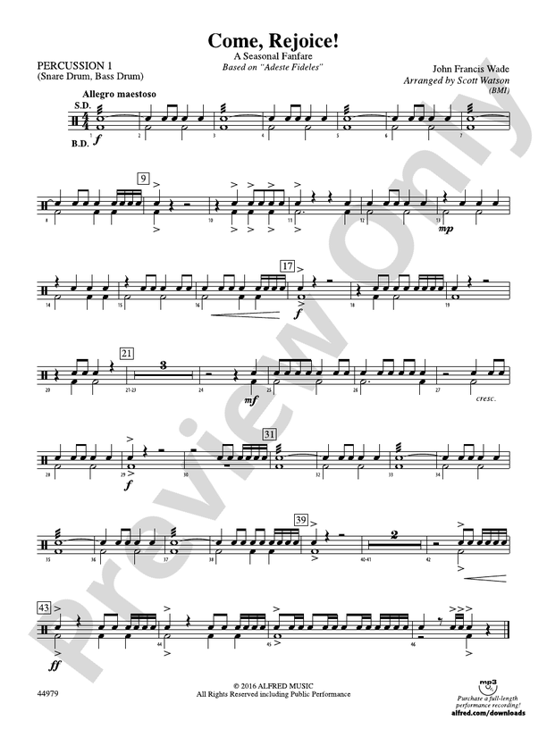 Come, Rejoice!: 1st Percussion: 1st Percussion Part - Digital Sheet ...