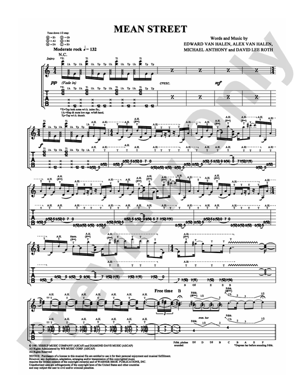 Mean Street: Guitar TAB: Van Halen - Digital Sheet Music Download