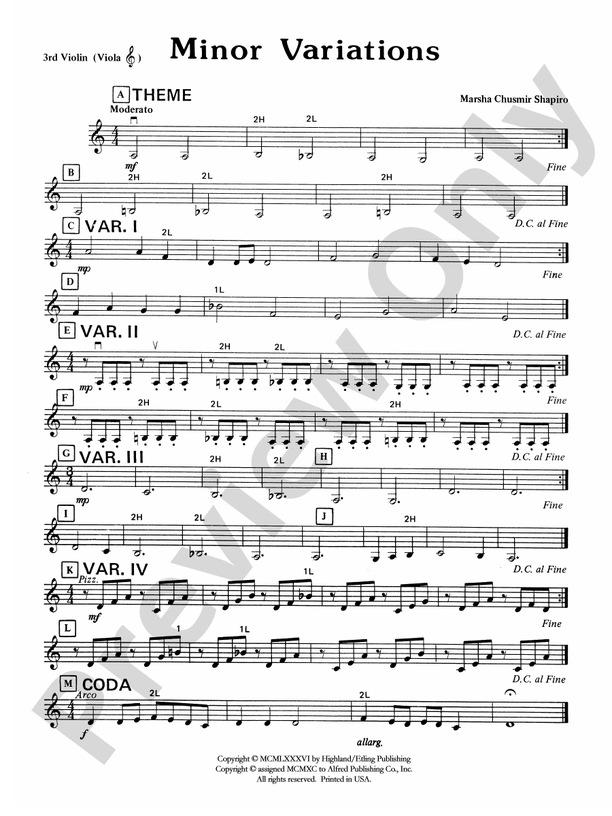 Minor Variations: 3rd Violin (Viola [TC]): 3rd Violin (Viola [TC]) Part ...