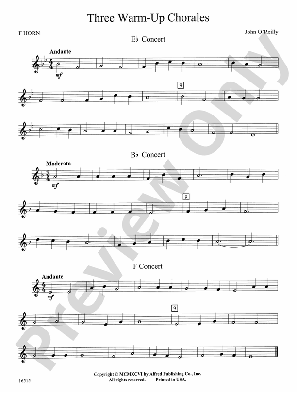 Three Warm-Up Chorales: 1st F Horn: 1st F Horn Part - Digital Sheet ...