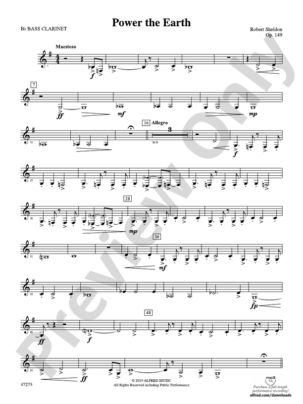 Power the Earth: B-flat Bass Clarinet: B-flat Bass Clarinet Part ...