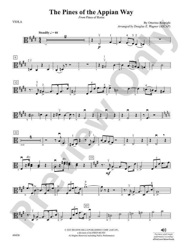 The Pines of the Appian Way: Viola: Viola Part - Digital Sheet Music Download