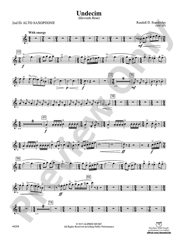 Undecim 2nd E Flat Alto Saxophone 2nd E Flat Alto Saxophone Part