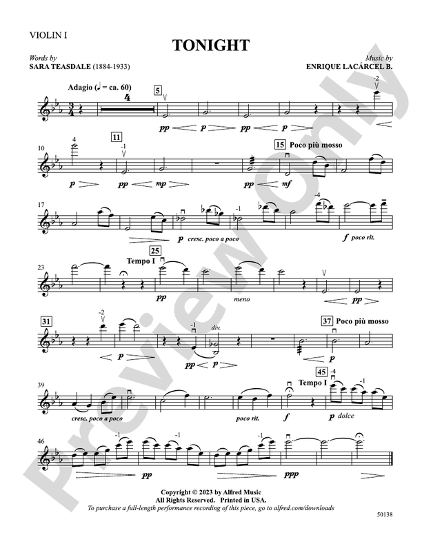 Tonight: 1st Violin: 1st Violin Part - Digital Sheet Music Download