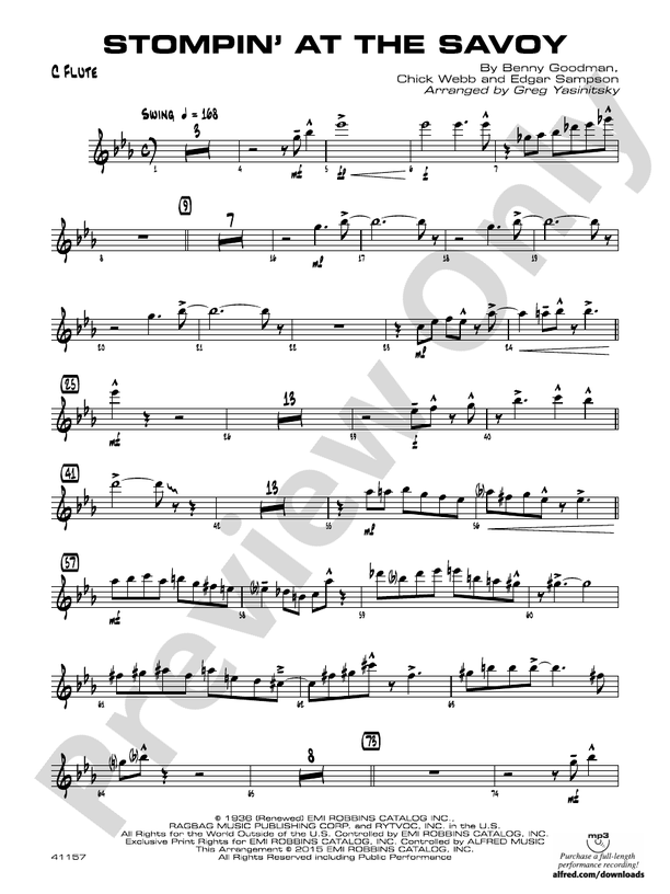 Stompin' at the Savoy: Flute: Flute Part - Digital Sheet Music Download