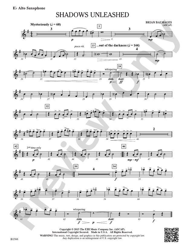 Shadows Unleashed: E-flat Alto Saxophone: E-flat Alto Saxophone Part: Brian Balmages - Digital ...