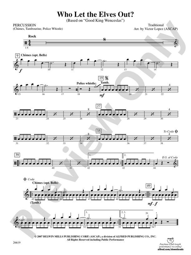 Who Let the Elves Out?: 1st Percussion: 1st Percussion Part - Digital ...