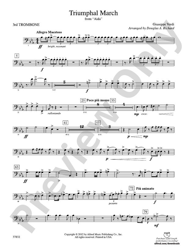 Triumphal March (from Aida): 3rd Trombone: 3rd Trombone Part - Digital ...