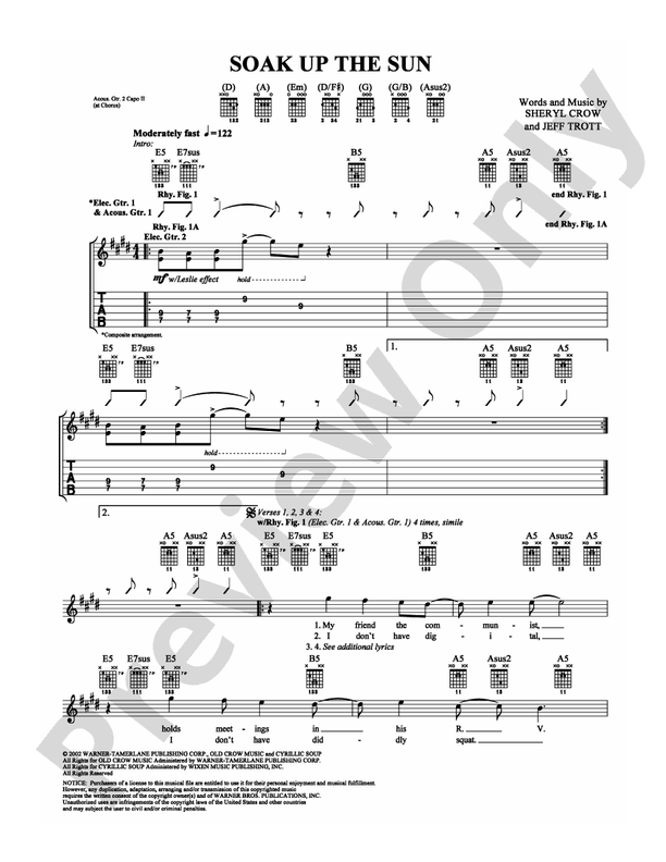 Soak Up the Sun: Guitar TAB: Sheryl Crow - Digital Sheet Music Download