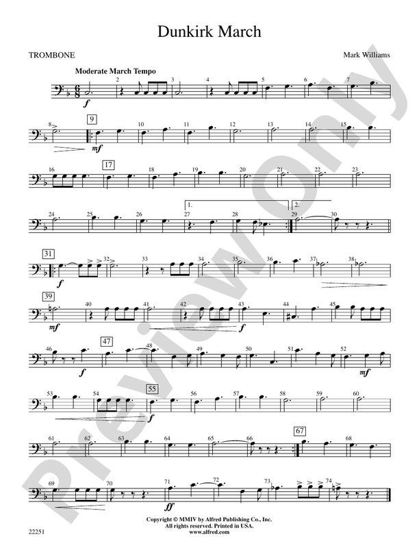 Dunkirk March: 1st Trombone: 1st Trombone Part - Digital Sheet Music ...