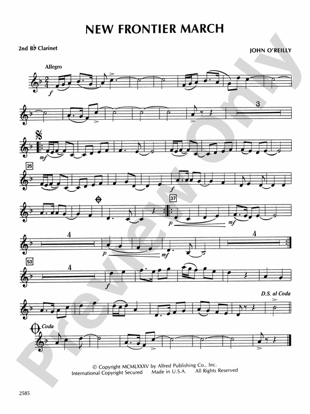 New Frontier March: 2nd B-flat Clarinet: 2nd B-flat Clarinet Part ...