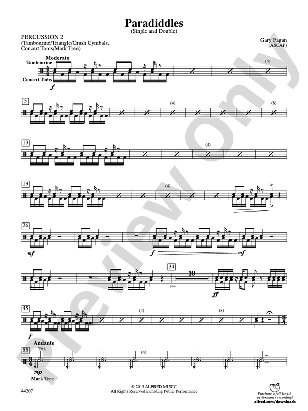 Paradiddles: 2nd Percussion: 2nd Percussion Part - Digital Sheet Music ...