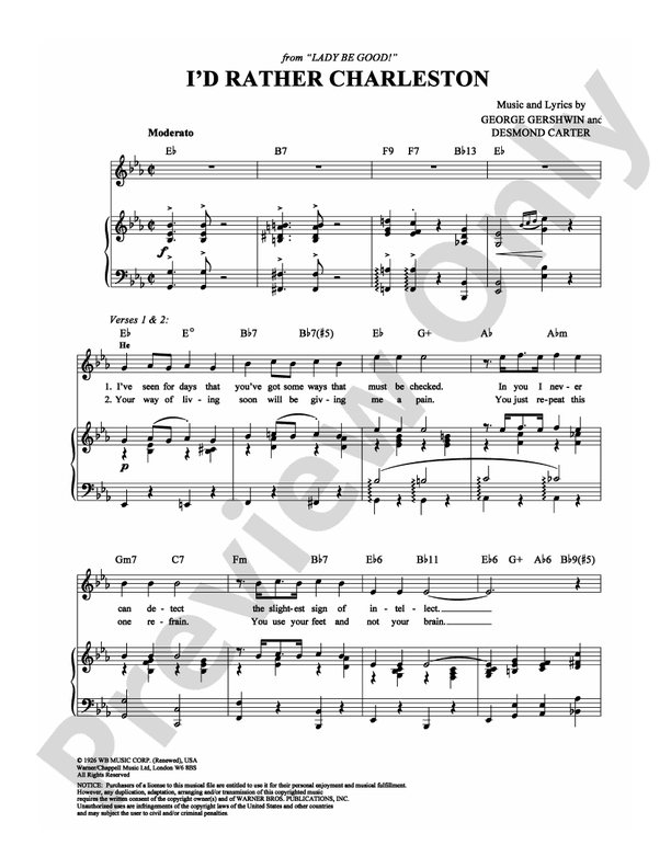 I'd Rather Charleston: Piano/Vocal/Chords: George Gershwin - Digital Sheet Music Download
