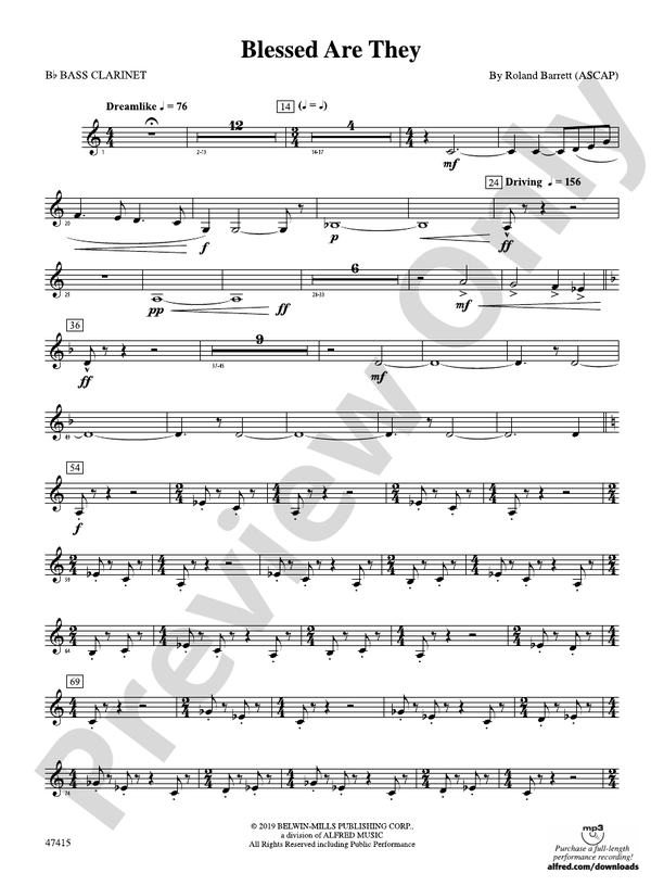 Blessed Are They: B-flat Bass Clarinet: B-flat Bass Clarinet Part ...