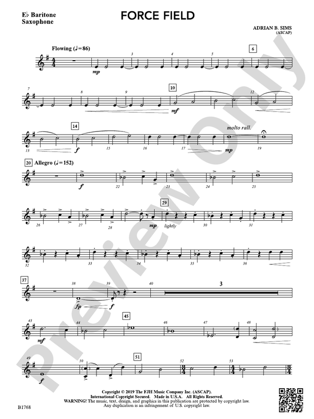 Force Field: E-flat Baritone Saxophone: E-flat Baritone Saxophone Part ...