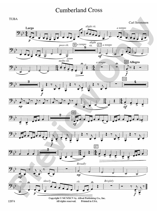Cumberland Cross: Tuba: Tuba Part - Digital Sheet Music Download