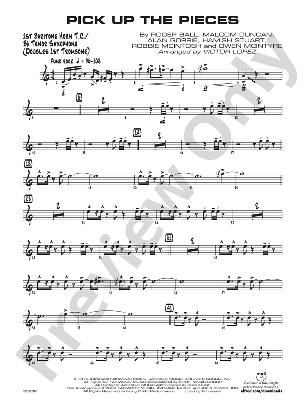 Pick Up the Pieces: Baritone T.C.: Baritone T.C. Part - Digital Sheet ...