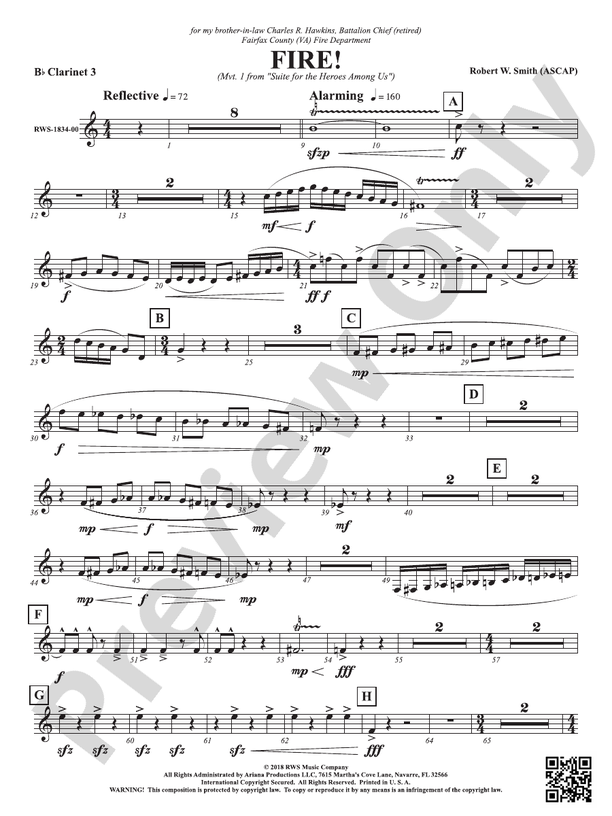 Fire! - Mvt. 1 from Suite for the Heroes Among Us: 3rd B-flat Clarinet ...