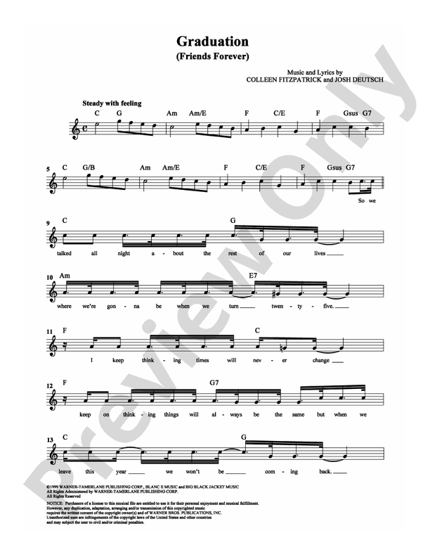 Graduation (Friends Forever): Lead Sheet: Vitamin C - Digital Sheet ...