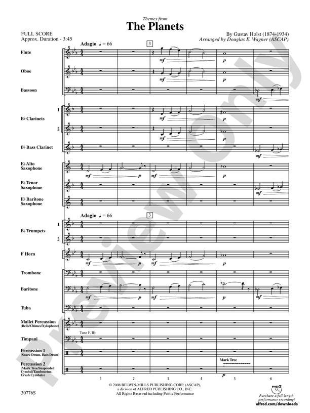 The Planets: Score: Concert Band Score - Digital Sheet Music Download