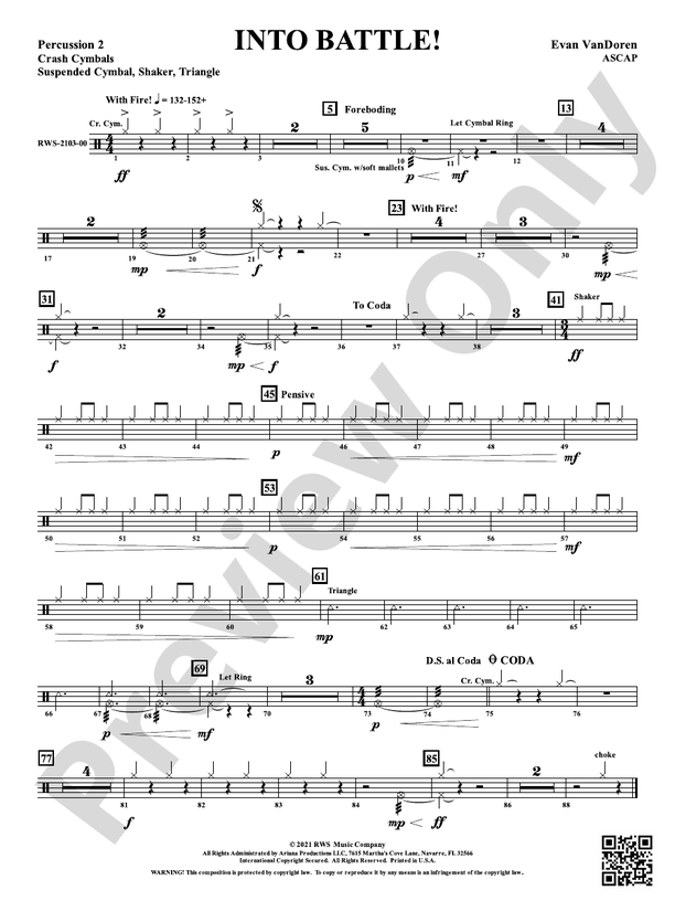 Into Battle!: 2nd Percussion: 2nd Percussion Part: Evan VanDoren - Digital Sheet Music Download