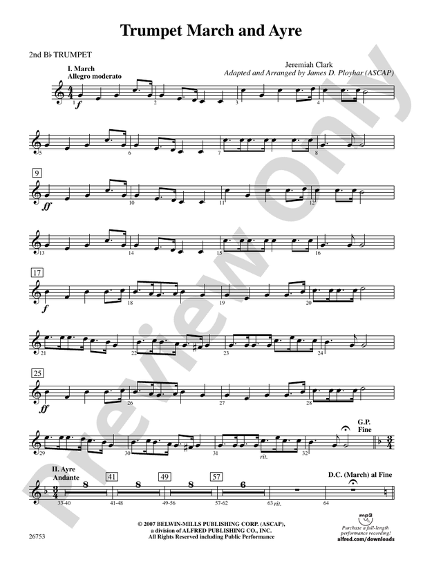 Trumpet March and Ayre: 2nd B-flat Trumpet: 2nd B-flat Trumpet Part ...