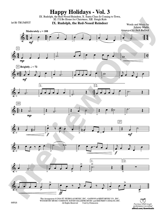 Happy Holidays---Vol. 3: 1st B-flat Trumpet: 1st B-flat Trumpet Part ...