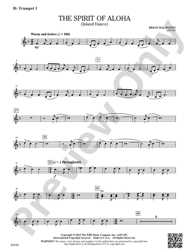 The Spirit of Aloha (Island Dance): B-flat Trumpet 1: B-flat Trumpet 1 ...