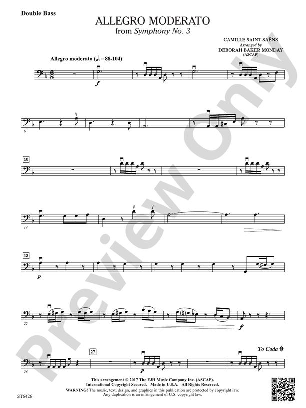 Allegro Moderato (From Symphony No. 3): Double Bass: Double Bass Part ...