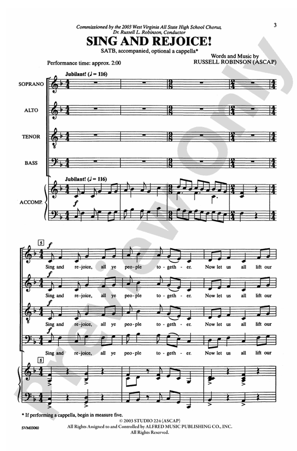 Sing and Rejoice!: SATB, Opt. a cappella Choral Octavo: Russell ...