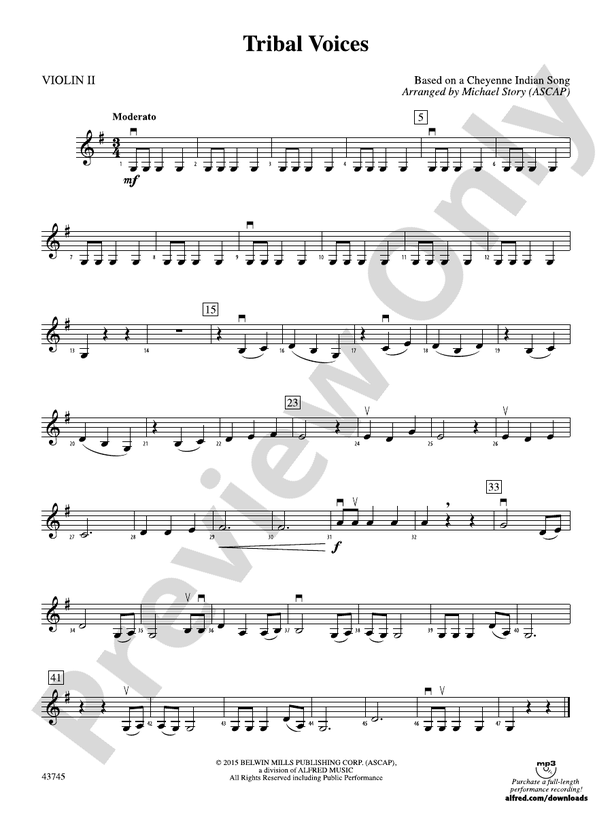 Tribal Voices: 2nd Violin: 2nd Violin Part - Digital Sheet Music Download