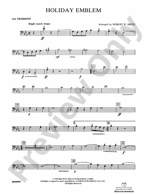 Holiday Emblem: 2nd Trombone: 2nd Trombone Part - Digital Sheet Music Download