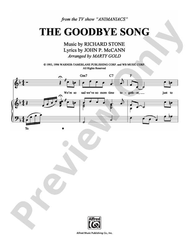 The Goodbye Song: Piano/Vocal/Chords: Richard Stone - Digital Sheet ...