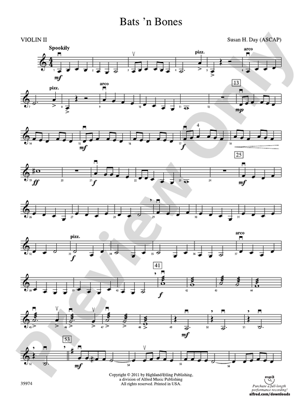 Bats 'n Bones: 2nd Violin: 2nd Violin Part - Digital Sheet Music Download