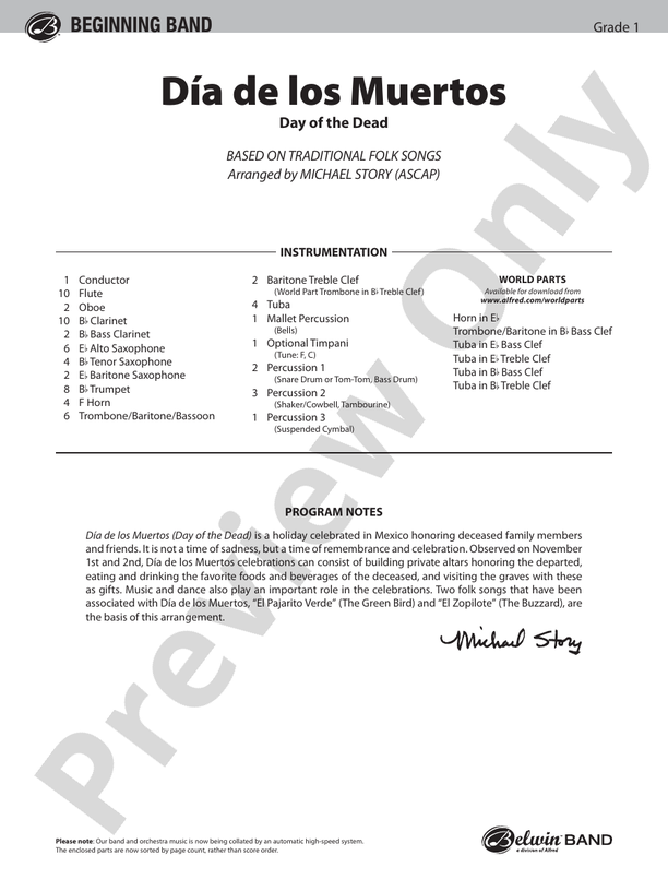 Día de los Muertos: Score: Concert Band Score - Digital Sheet Music ...